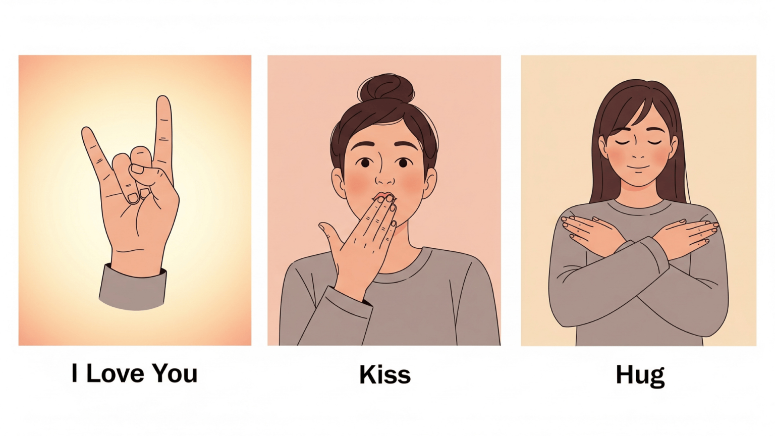 I Love You, Kiss, and Hug: How to Sign in ASL for Beginners - Richmond Mom
